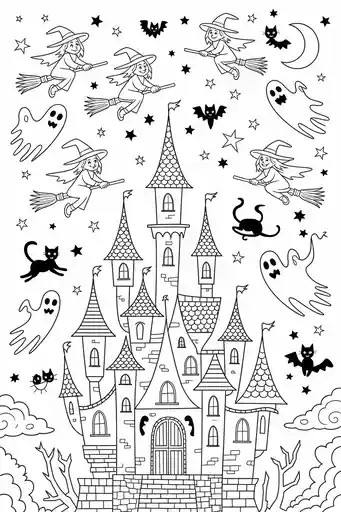 Halloween Haunted Castle Coloring Pages - Love For Coloring