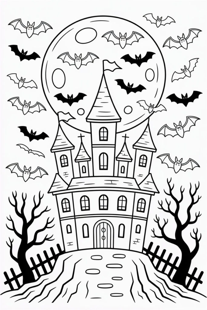 Halloween Haunted Castle Coloring Pages - Love For Coloring