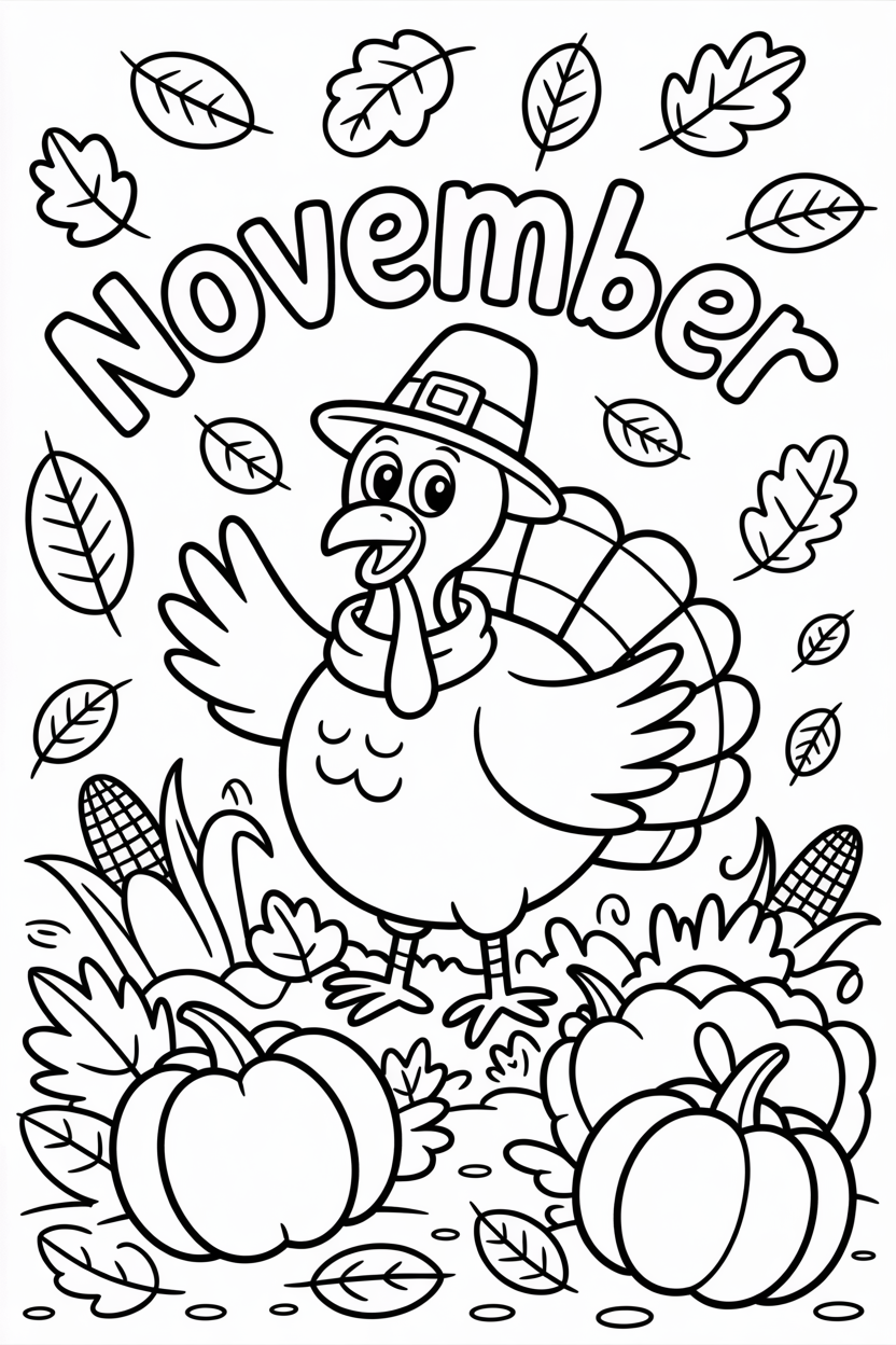Free November Coloring Pages – Printable Fall & Thanksgiving Fun for ...