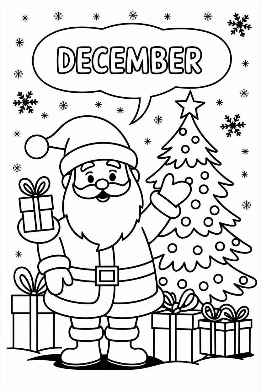 Free December Coloring Pages Printable for Kids and Adults - Love For ...