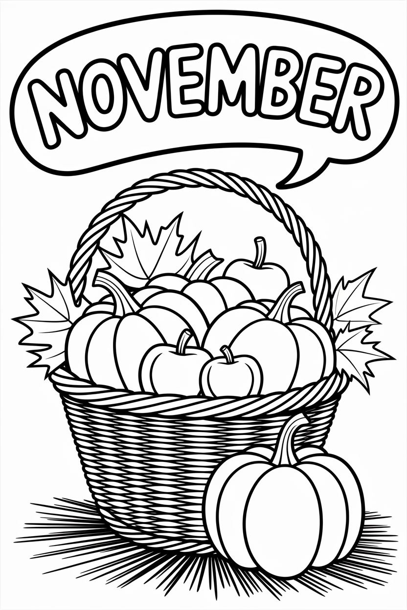 Free November Coloring Pages – Printable Fall & Thanksgiving Fun for ...