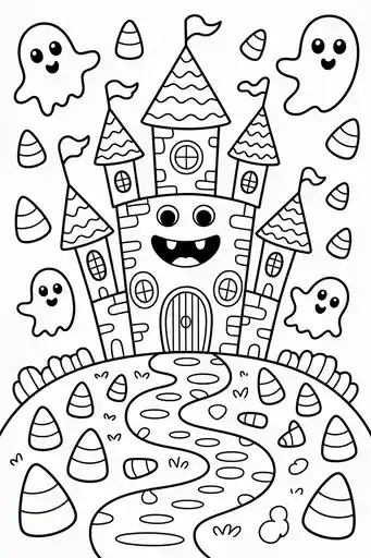 Halloween Haunted Castle Coloring Pages - Love For Coloring