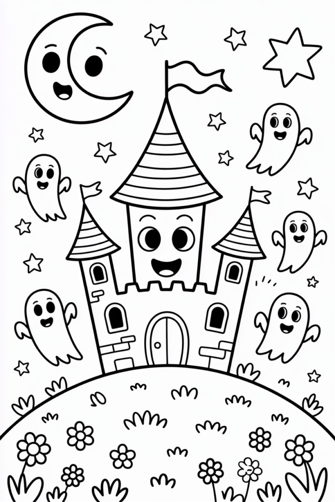 Halloween Haunted Castle Coloring Pages - Love For Coloring