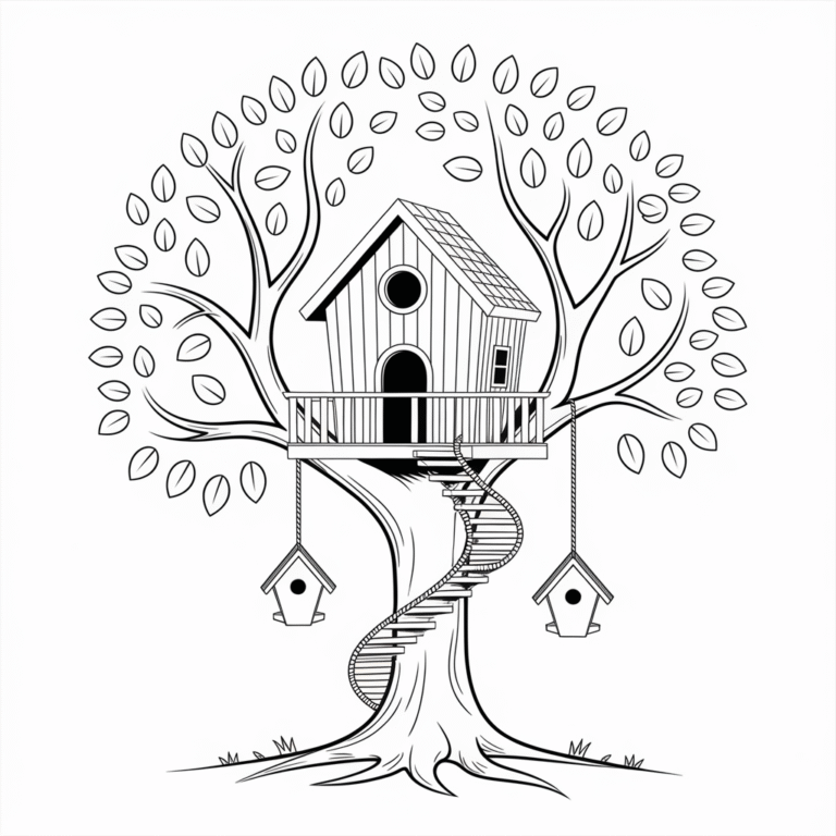 Treehouse Coloring Pages – Fun & Creative Printable Sheets - Love For ...