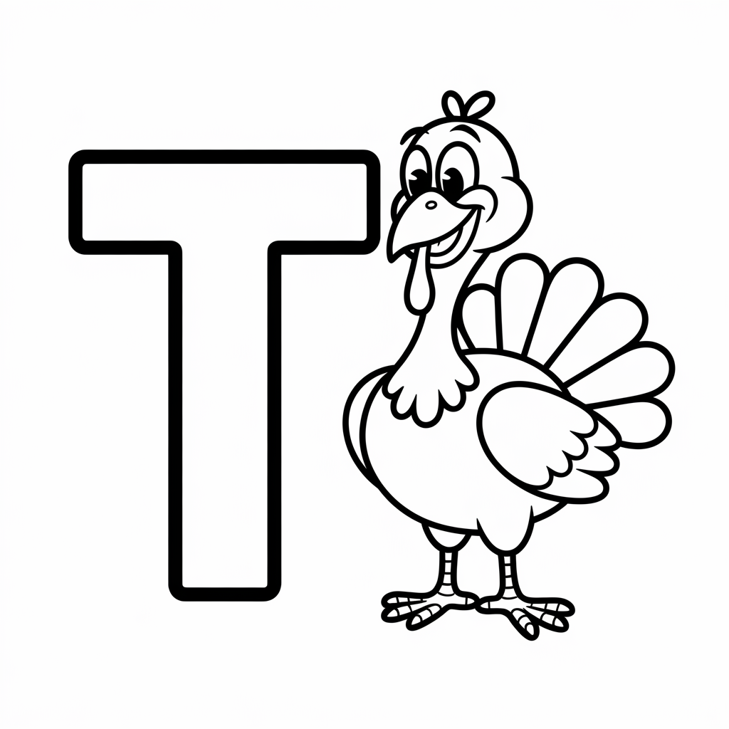 T Coloring Pages – Free Printable Alphabet Worksheets for Kids - Love ...