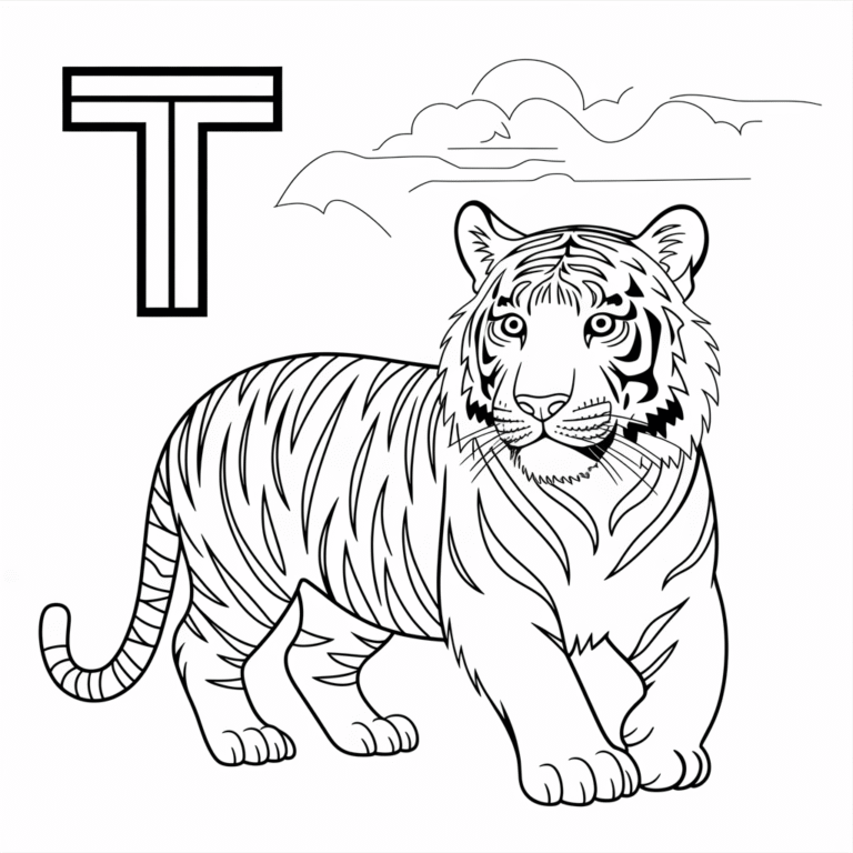 T Coloring Pages – Free Printable Alphabet Worksheets for Kids - Love ...