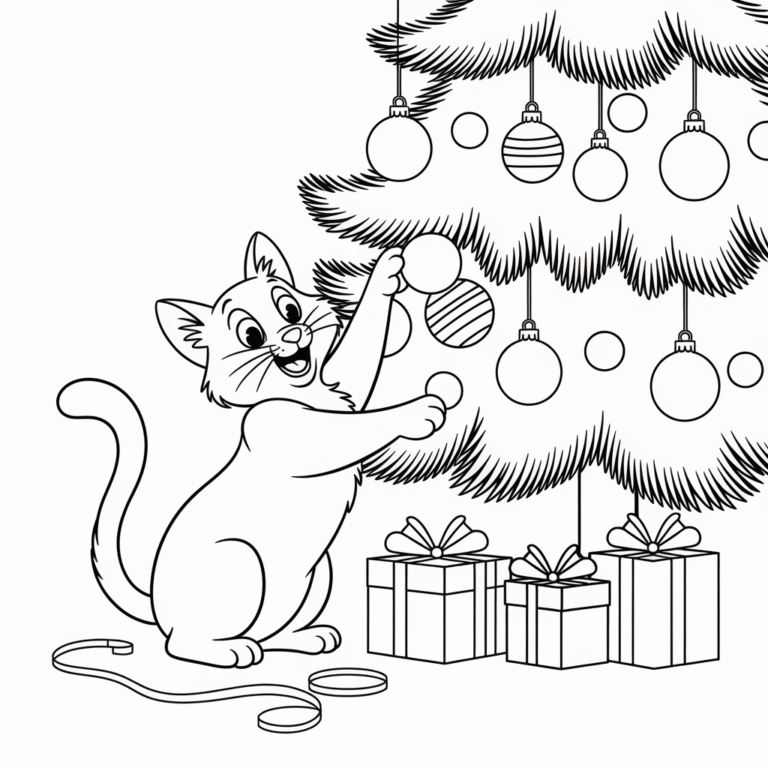 20 Christmas Cat Coloring Pages—Fun & Festive Holiday Printables - Love ...