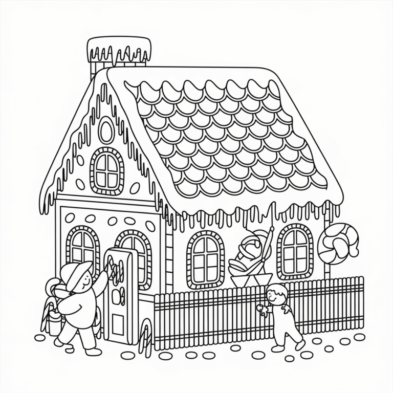 20 Christmas gingerbread house coloring pages - Love For Coloring