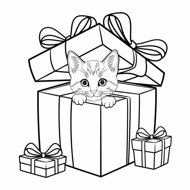 20 Christmas Cat Coloring Pages—Fun & Festive Holiday Printables - Love ...