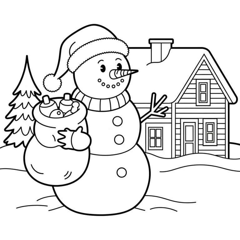 20 Christmas Snowman Coloring Pages—Free Printables for Holiday Fun ...