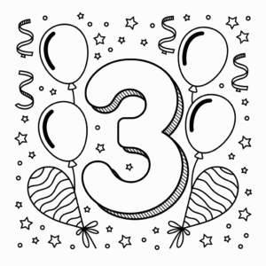 Number 3 coloring pages - Love For Coloring