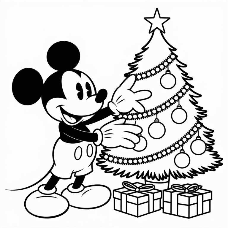 Mickey Christmas Coloring Pages – Free Printables for Kids - Love For ...