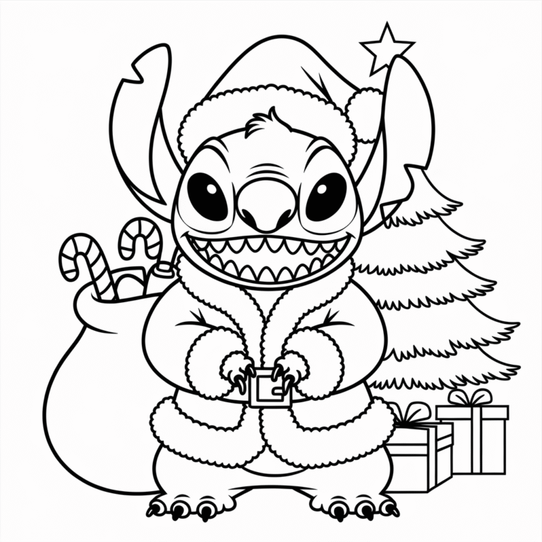 20 Stitch Christmas Coloring Pages – Free Printables for Kids - Love ...