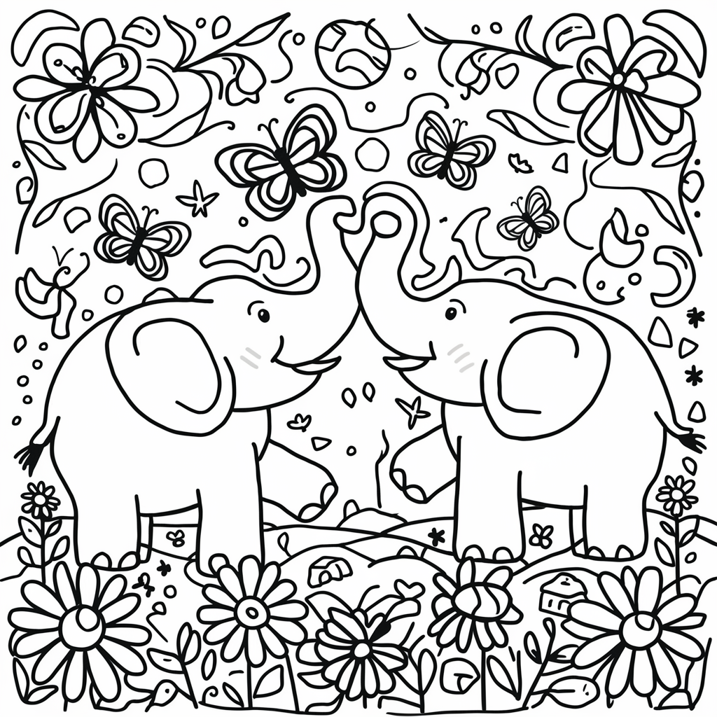 Elephant coloring pages - Love For Coloring