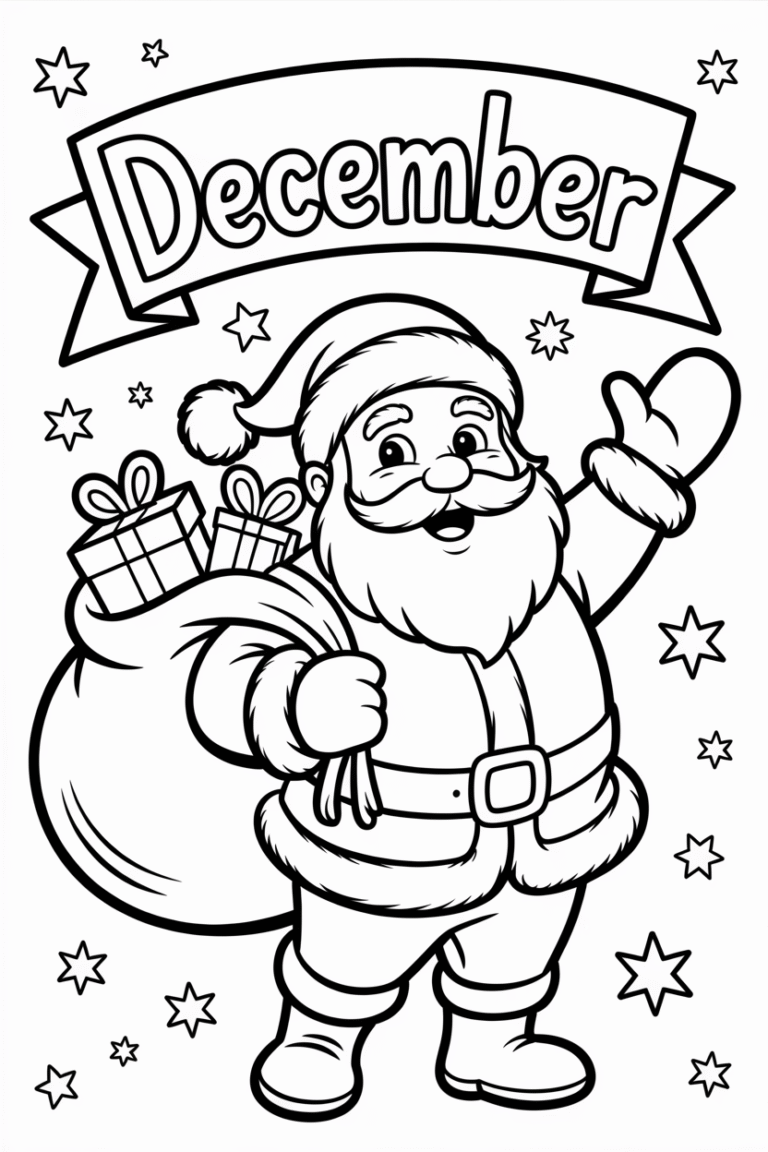 Free December Coloring Pages Printable for Kids and Adults - Love For ...