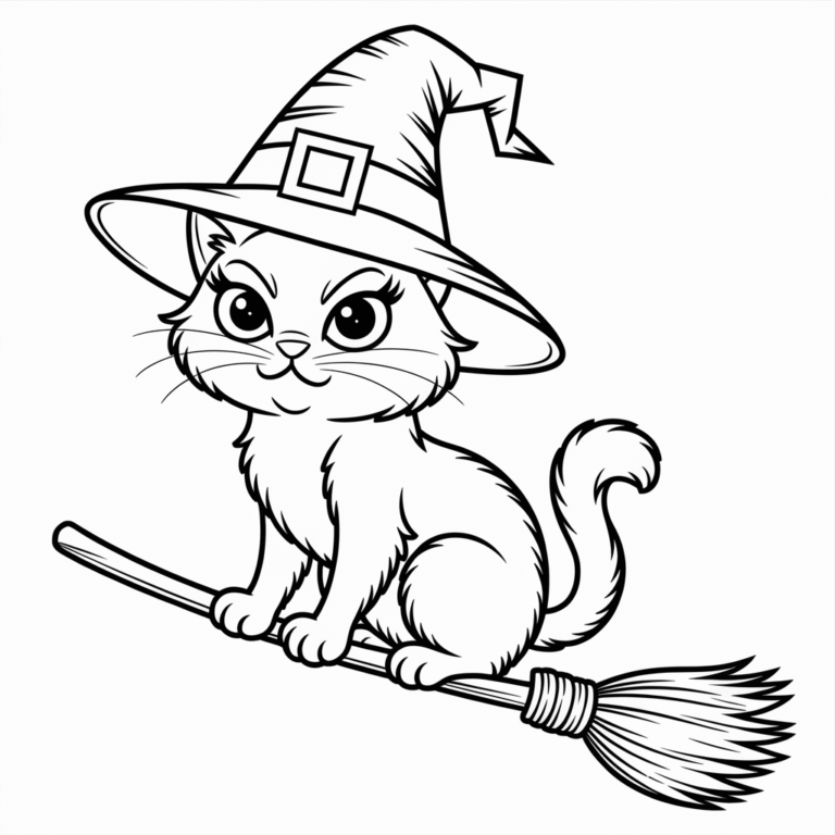 Halloween Cat Coloring Pages – Free Printables for Spooky Fun - Love ...