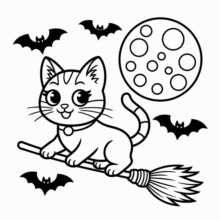 Halloween Cat Coloring Pages – Free Printables for Spooky Fun - Love ...