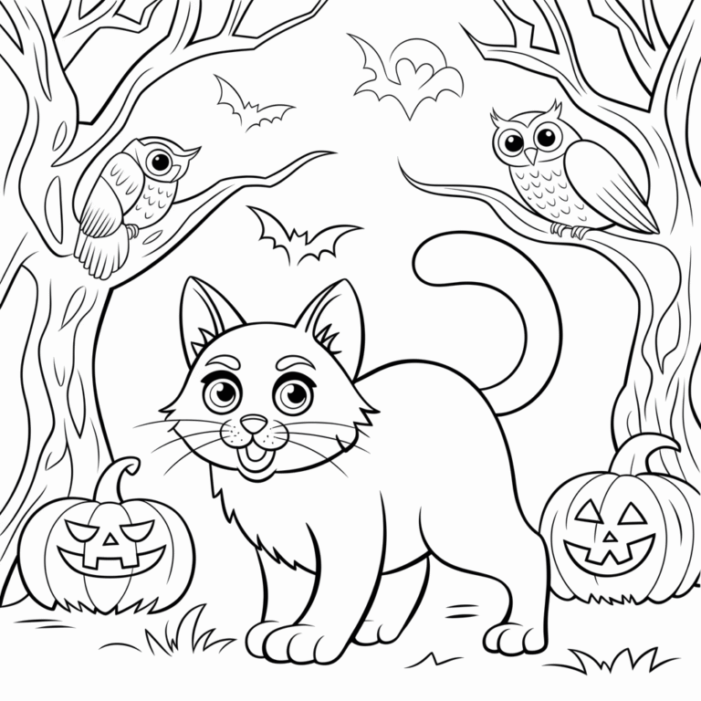 Halloween Cat Coloring Pages – Free Printables for Spooky Fun - Love ...