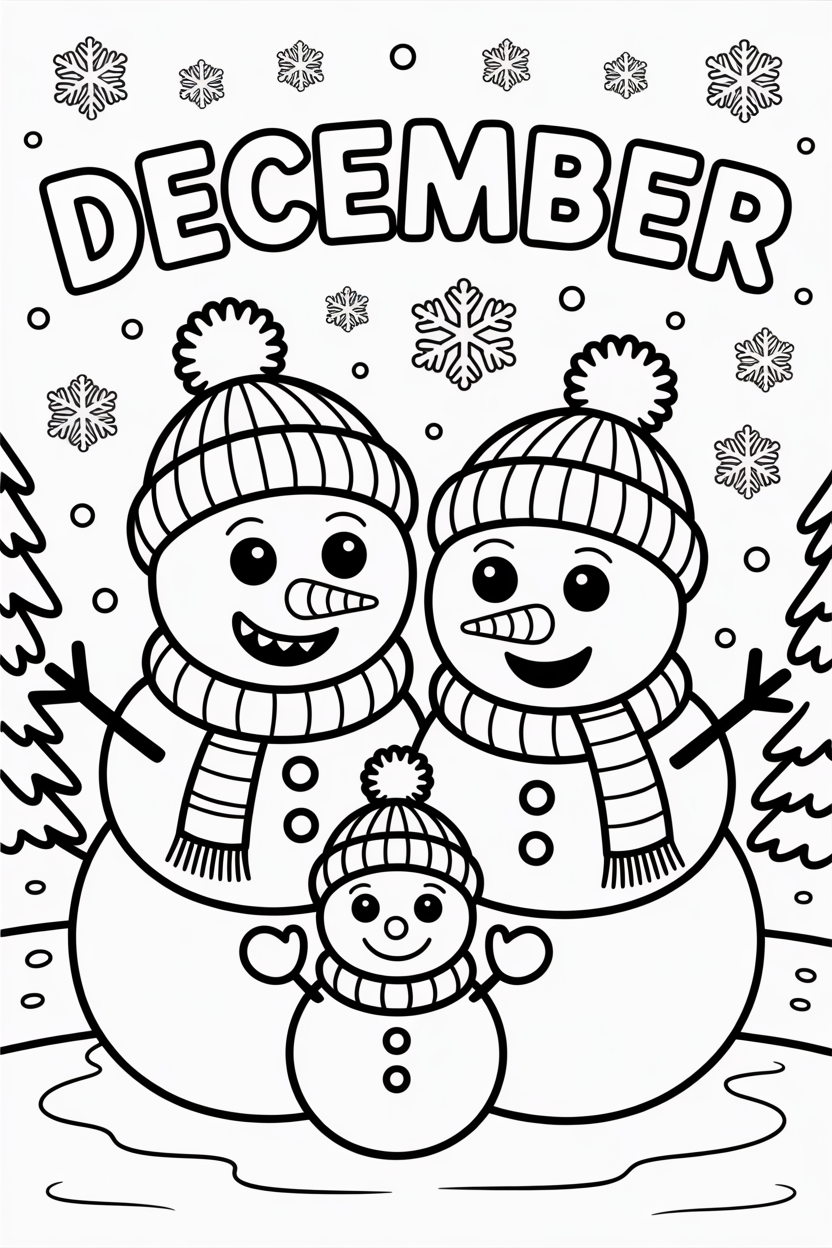 Free December Coloring Pages Printable for Kids and Adults - Love For ...