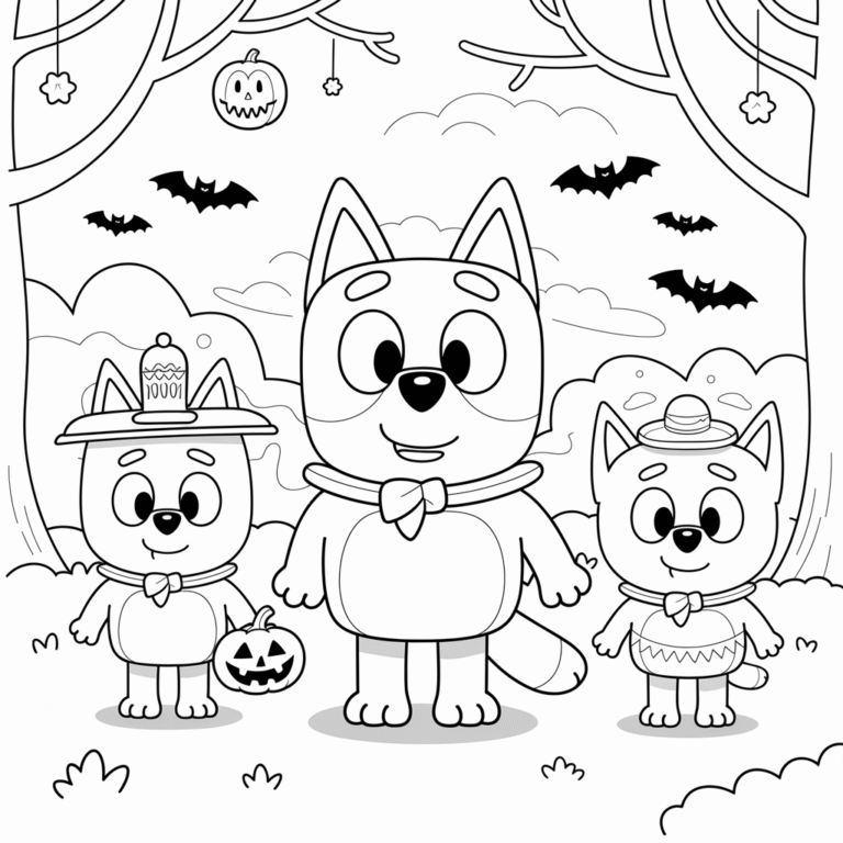 Bluey Halloween Coloring Pages – Free Printable Sheets for Kids - Love ...