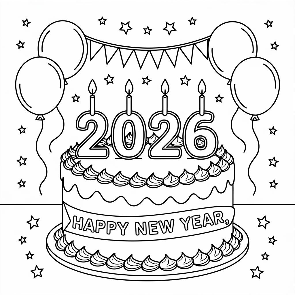 Happy new year coloring pages - Love For Coloring