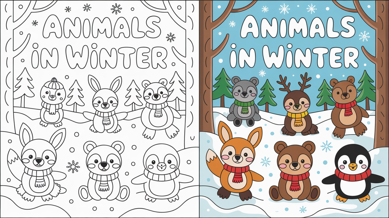 Animals in Winter Coloring Pages - Love For Coloring